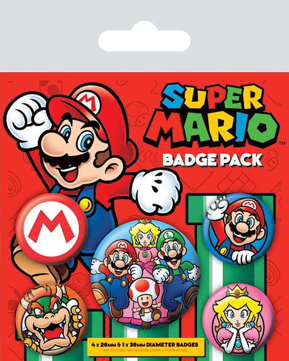 Super Mario Pin-Back Buttons 5-Pack – Popinabox